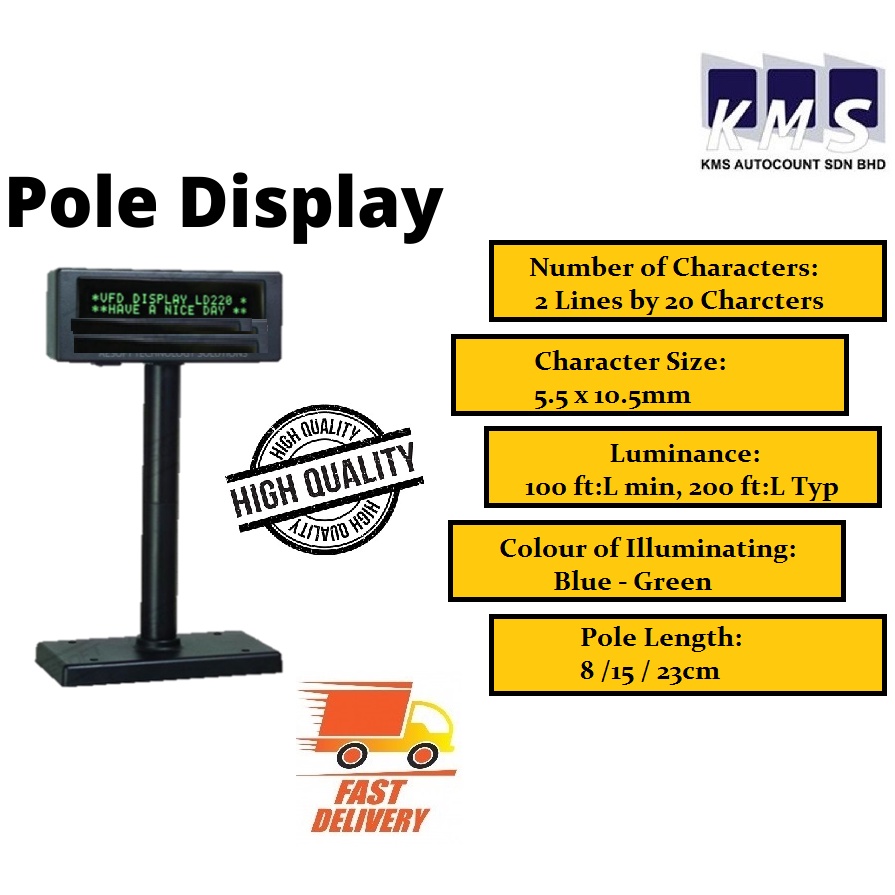 POS Customer Pole Display LCD 2x20 Suit For All POS Software | Shopee ...