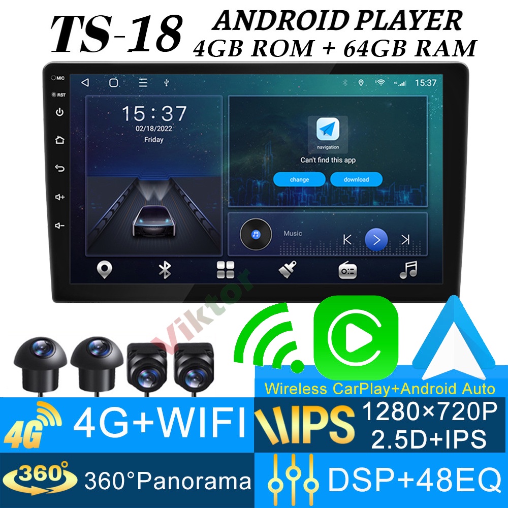 【TS18 Octa 4G+64G】9/10.1 Inch Android Car Stereo Radio Bluetooth 2Din ...
