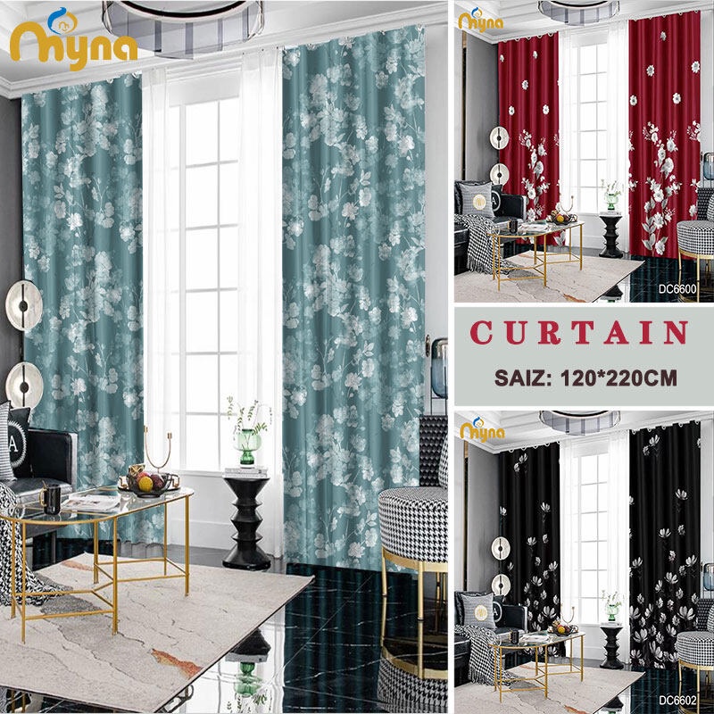 [1 PCS]Size 120*220cm Ready StockMurah Curtain Semi Blackout Langsir ...
