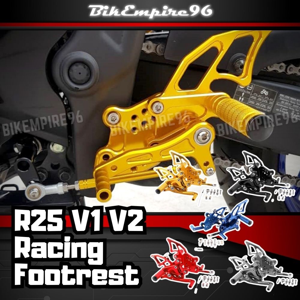 Yamaha R25 V1 V2 MT25 Racing Footrest Adjustable CNC Aluminium Premium ...