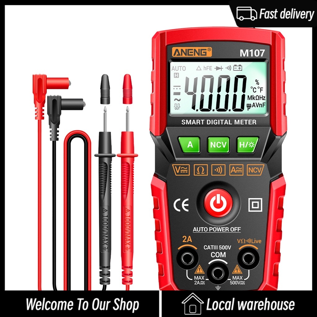 ANENG M107 Smart Digital Multimeter 4000 Counts NCV Universal Meter ...