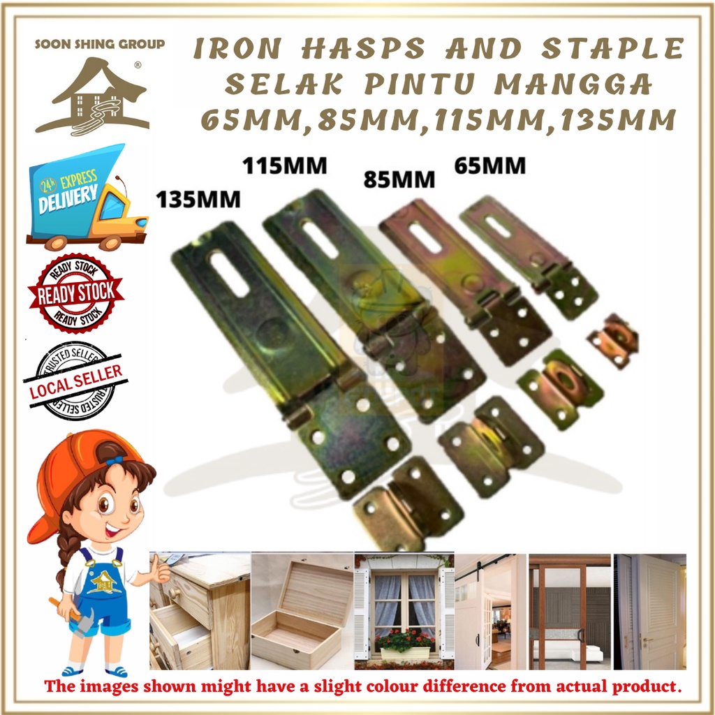 Iron Hasps And Staple Selak Pintu Mangga 65mm,85mm,115mm,135mm | Shopee ...