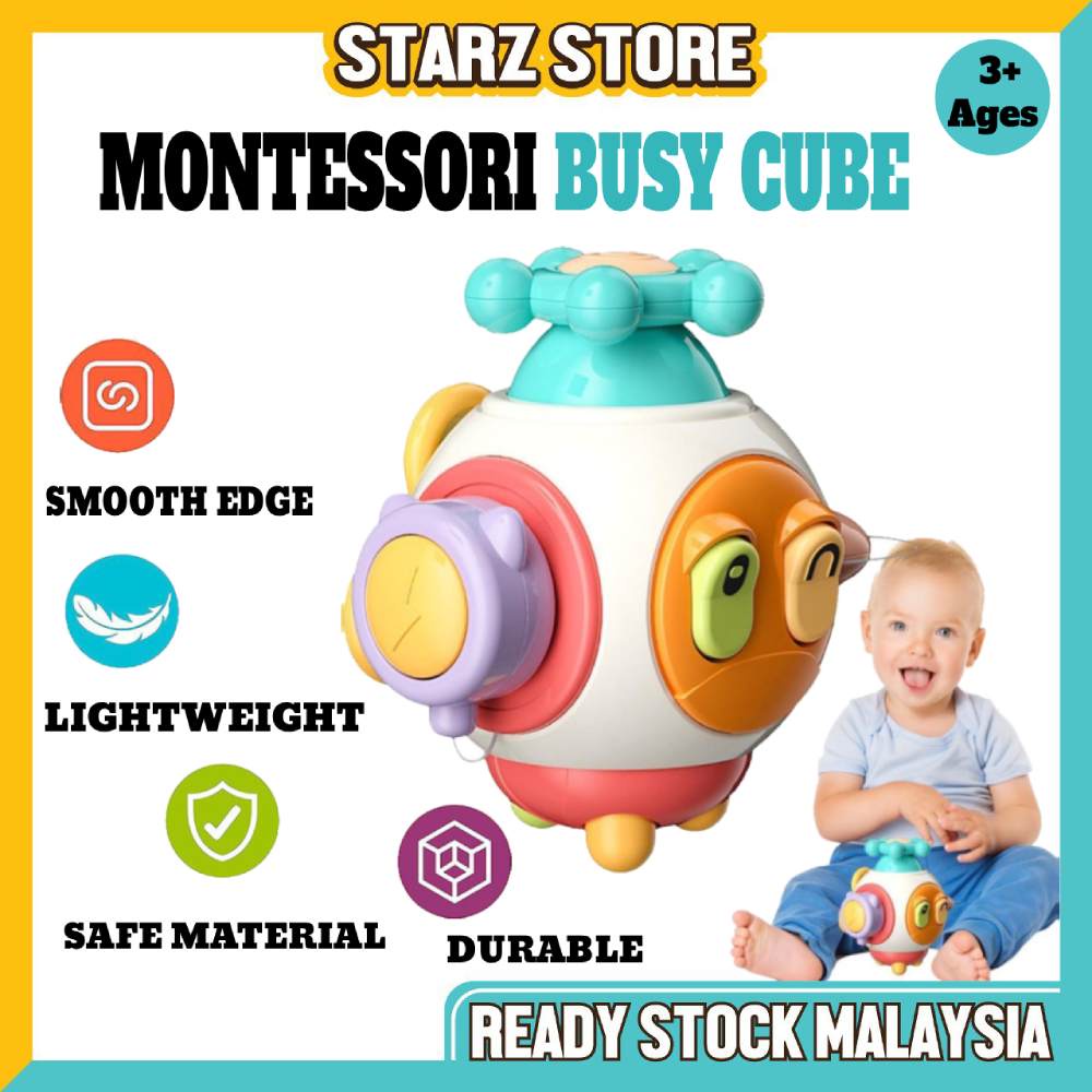 6 In 1 Baby Finger Busy Cube Toys Pull String Sensory Toys Mainan ...