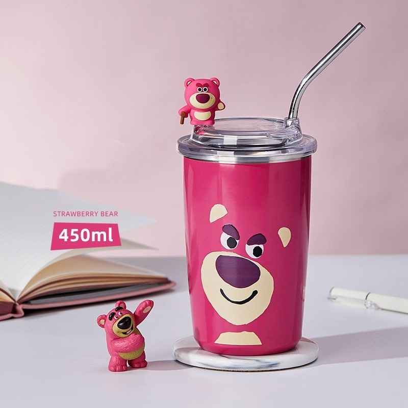 450ml Disney Lotso Stainless Steel Coffee Cup Thermal Mug Pink ...