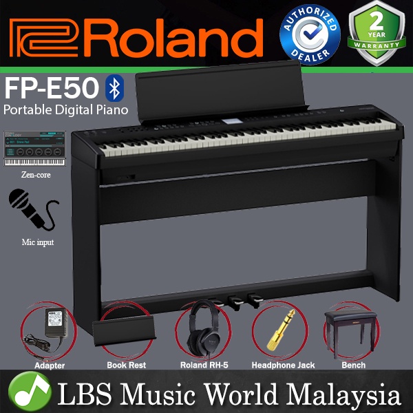 Roland FP-E50 88 Keys Portable Digital Piano with SuperNATURAL Keyboard and Bluetooth (FPE50 FP ...