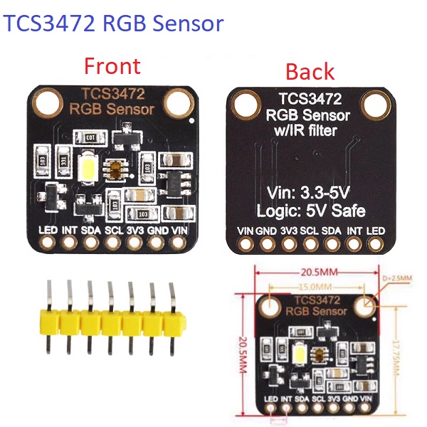 Color Sensor Light Sense Circuit Module TCS3472 I2C Communication For ...