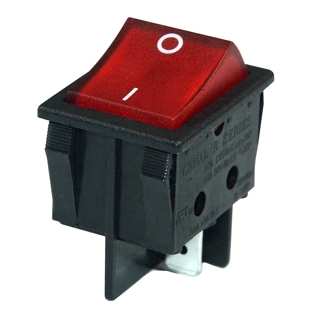 Canal R Series Red Illuminated ON/Off 20A 16A DPST 4 Pin Rocker Switch ...