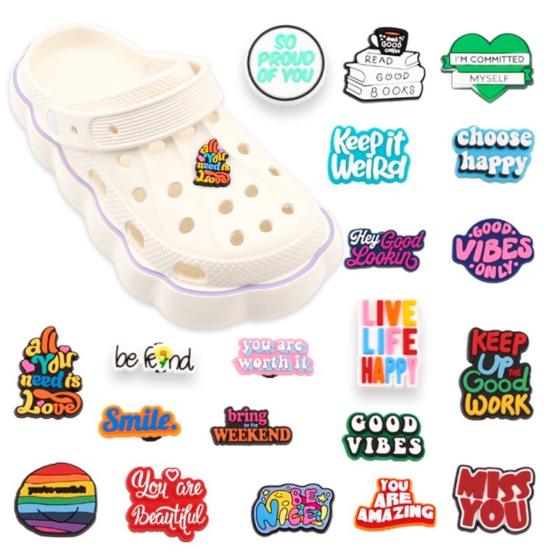 1Pcs Shoe Charms English Alphabet Design PVC Inspirational Letters ...