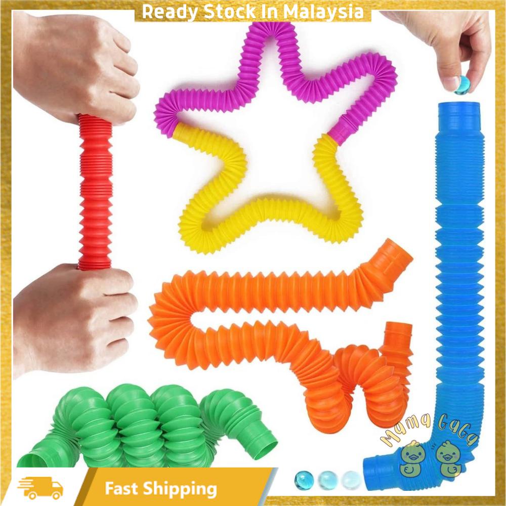 Colorful POP TUBE Sensory Sound Fidget Toys Play Anti Stress Relaxing ...