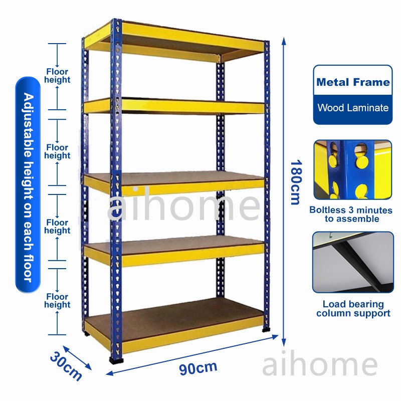 5 Tier Rack Boltless Rack-Home Storage Warehouse Store Room Office File ...