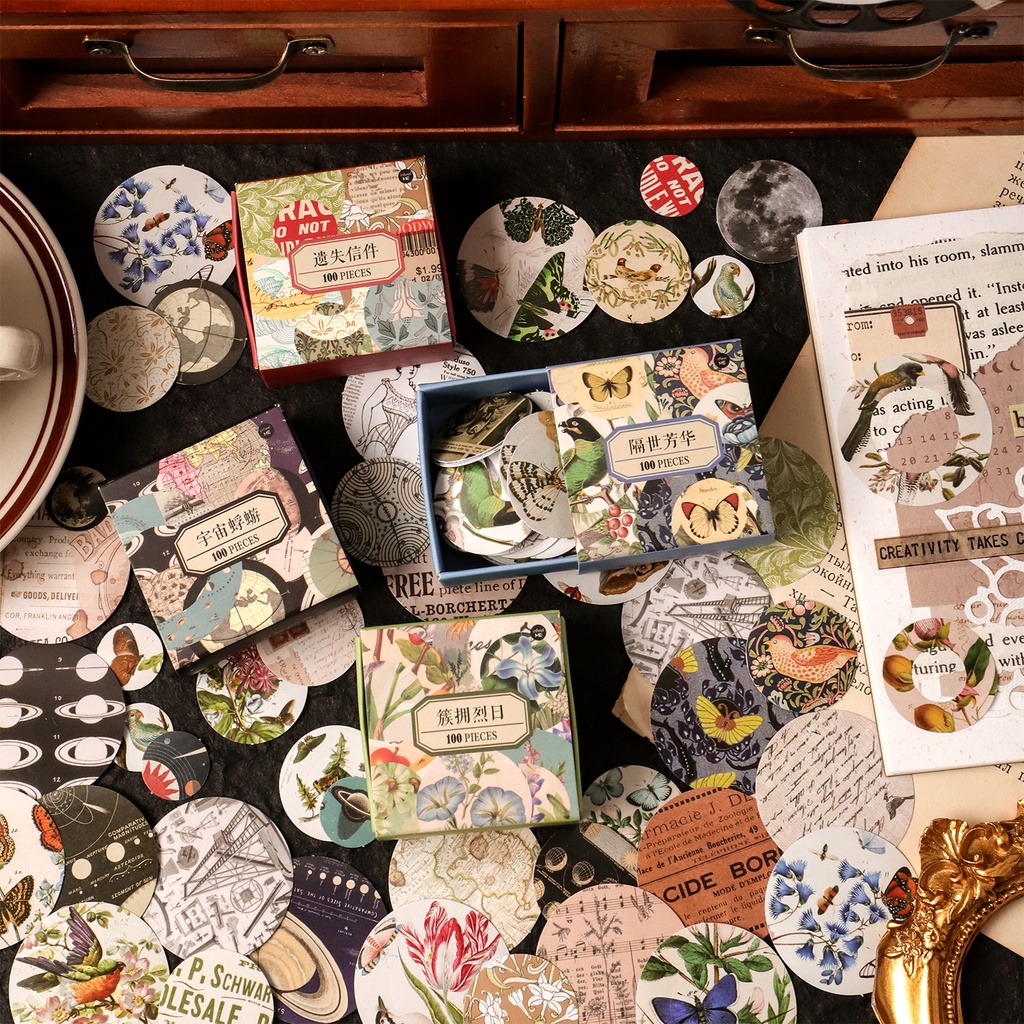 ENWEI 100 Pcs [Blossom Series] Vintage Garden Journal Stickers Paper ...