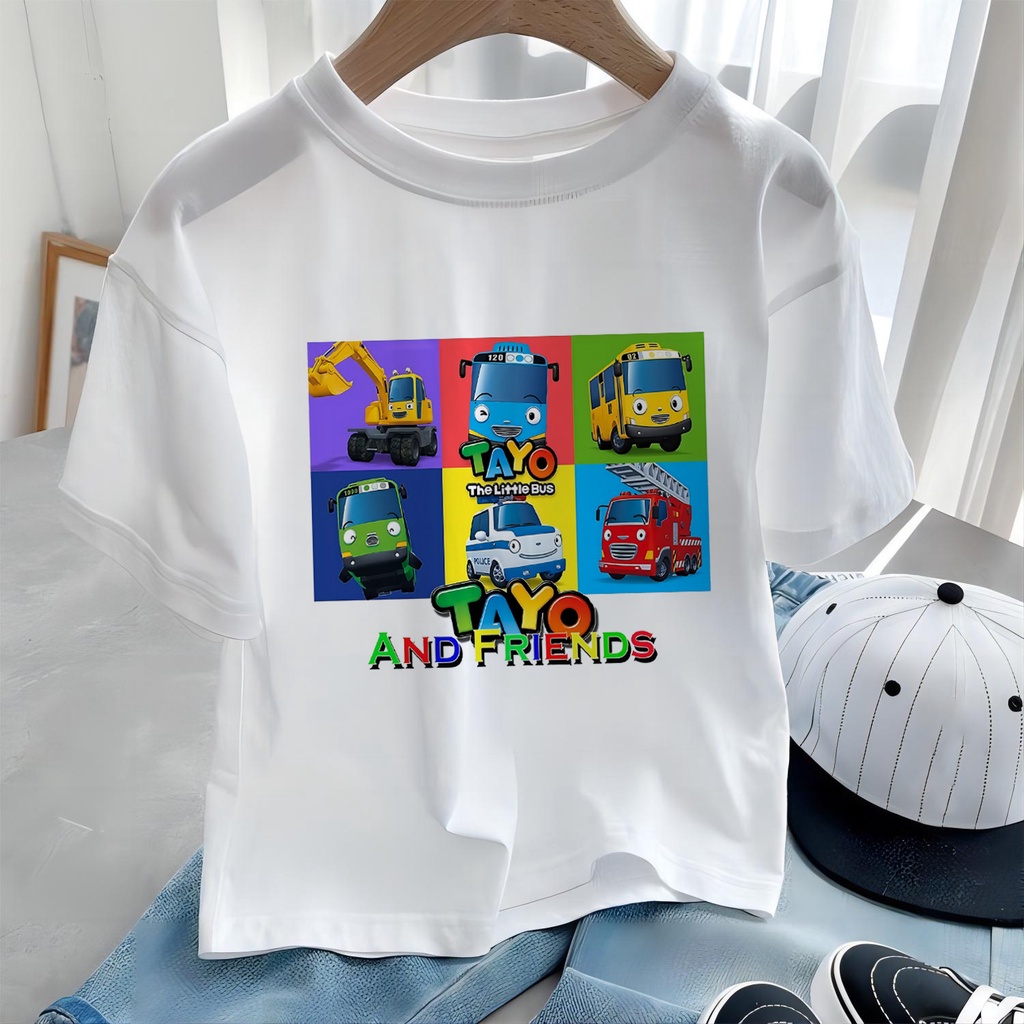 Baby Tayo the Little Bus Cartoon Children T shirt Girls Summer Cotton ...