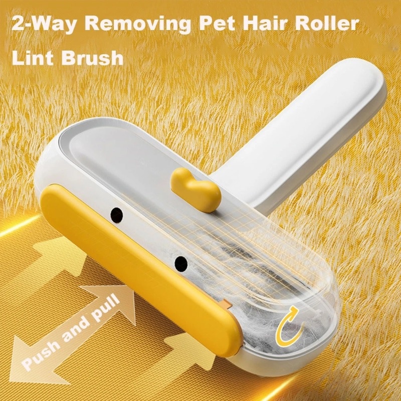 Pet Hair Remover 2-Way Comb Roller Cute Duck Shape Cat Dog Hair Remove ...