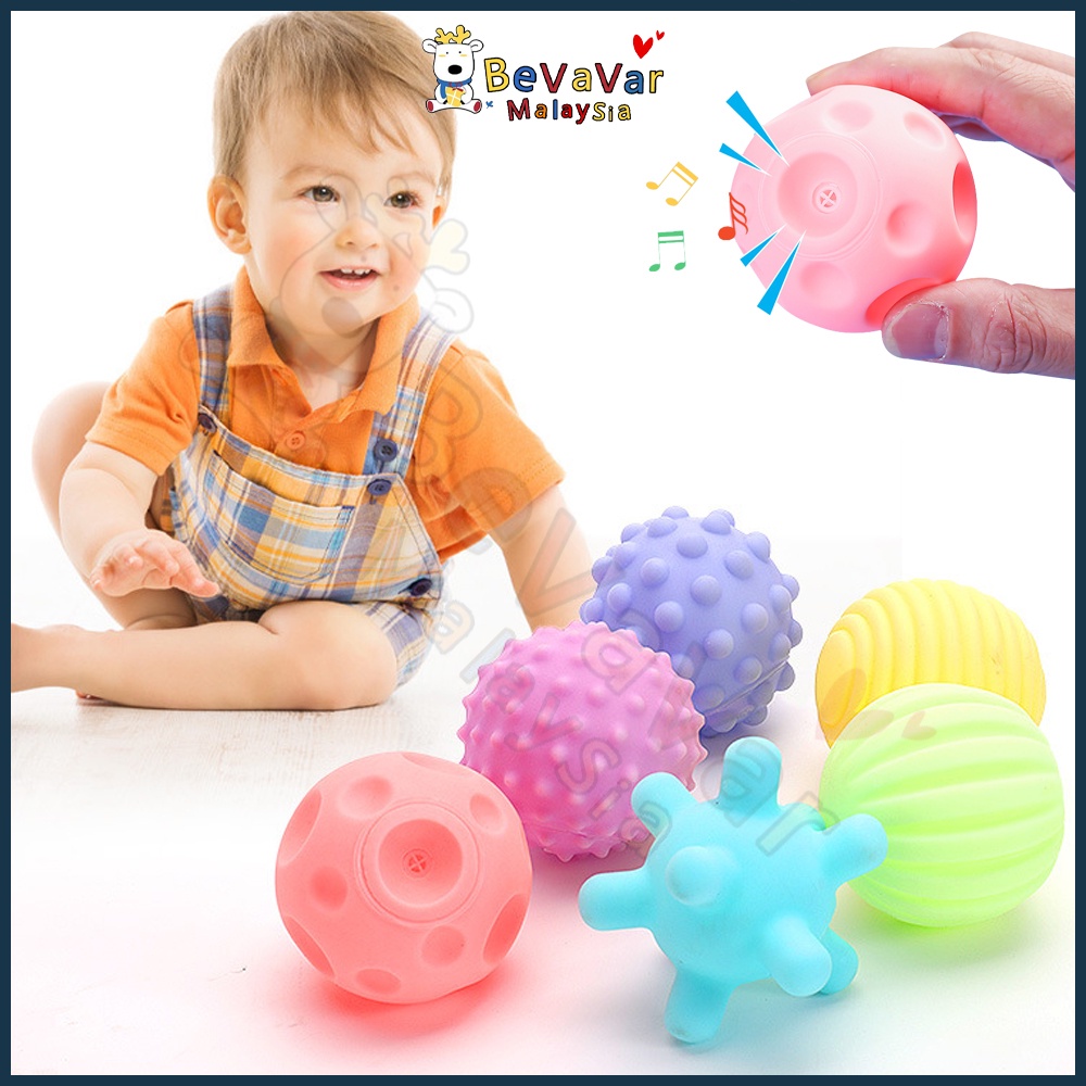 Bevavar 6Pcs /Set Baby Rubber Hand Ball Toys Tactile Senses Toy Bath ...