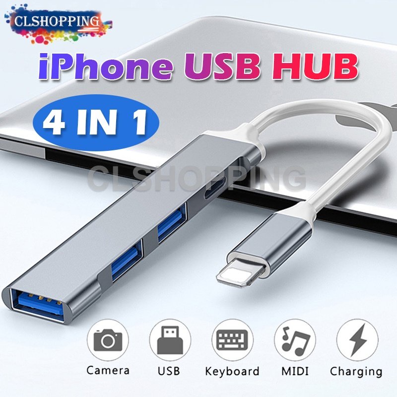 4 in 1 USB3.0 Docking Station For iPhone 14 13 pro max lightning to USB ...