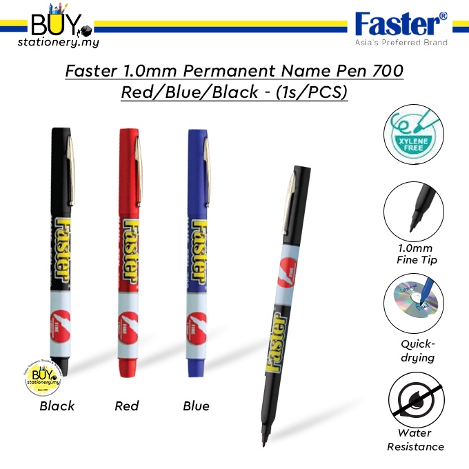 Faster 1.0mm Permanent Name Pen 700 Red/Black/Blue - (1s/PCS) | Shopee ...