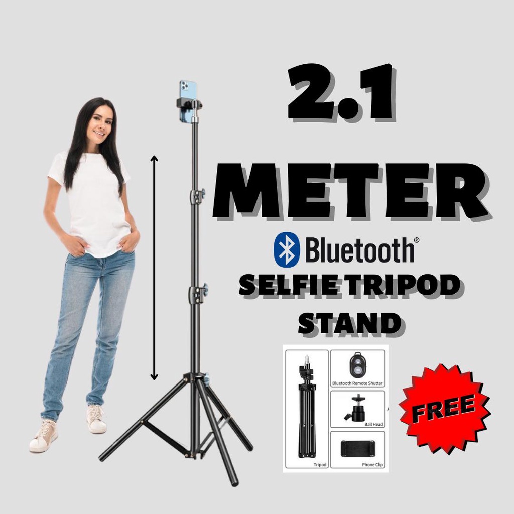 Portable 210cm 2.1m Tripod Adjustable Selfie Stand Tripod Phone Holder Camera Stand Floor Stand ...