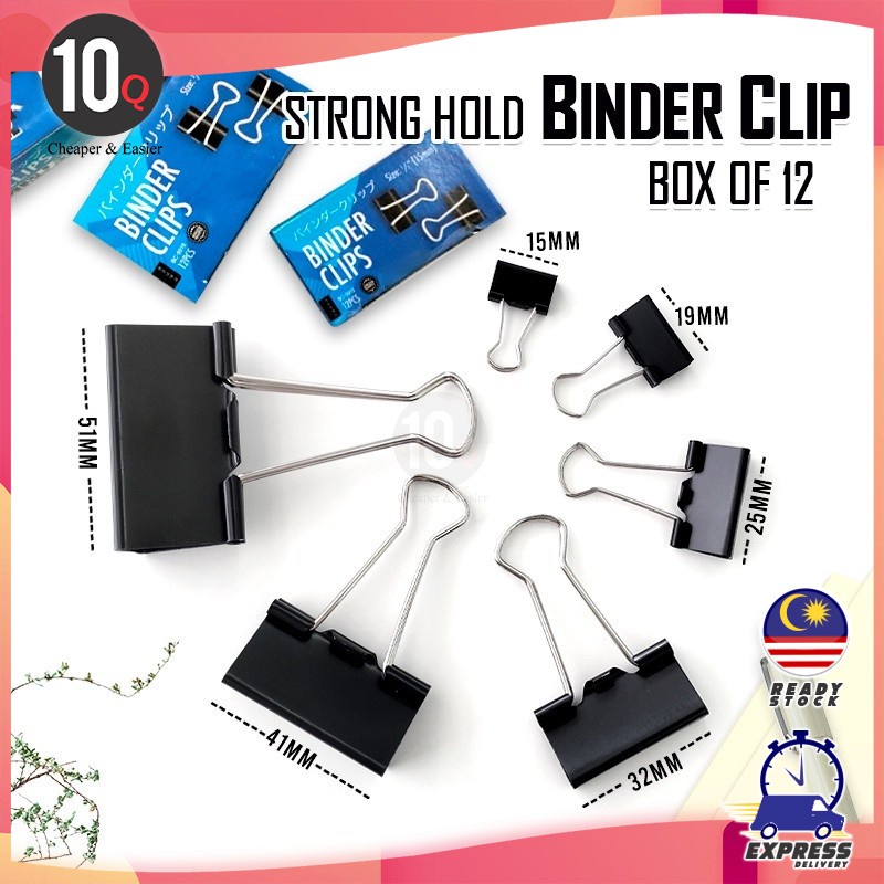 10Q Binder Clip (Box of 12) Double Clip Office Pengepit Organizers ...