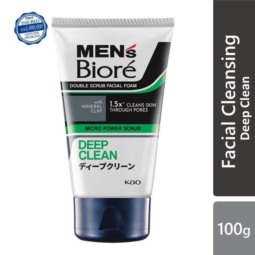 Biore Men Double Scrub Facial Foam 100g | Deep Clean | Shopee Malaysia