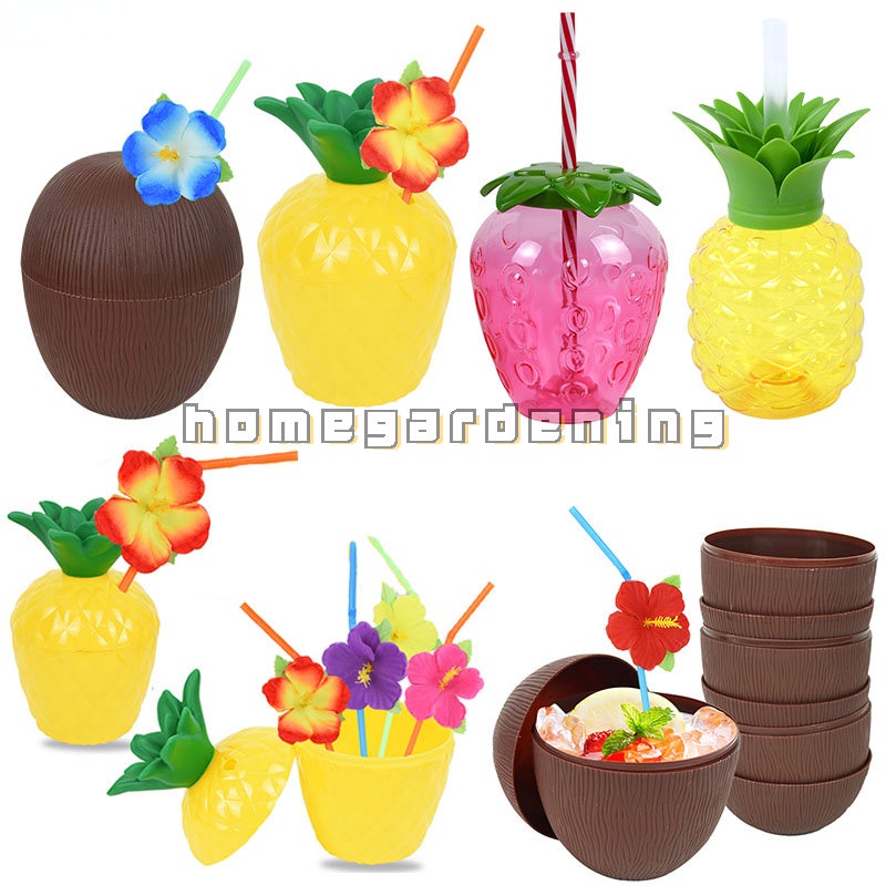 Hawaiian Tropical Pineapple Coconut Drinking Cup Plastic Juice Cups ...