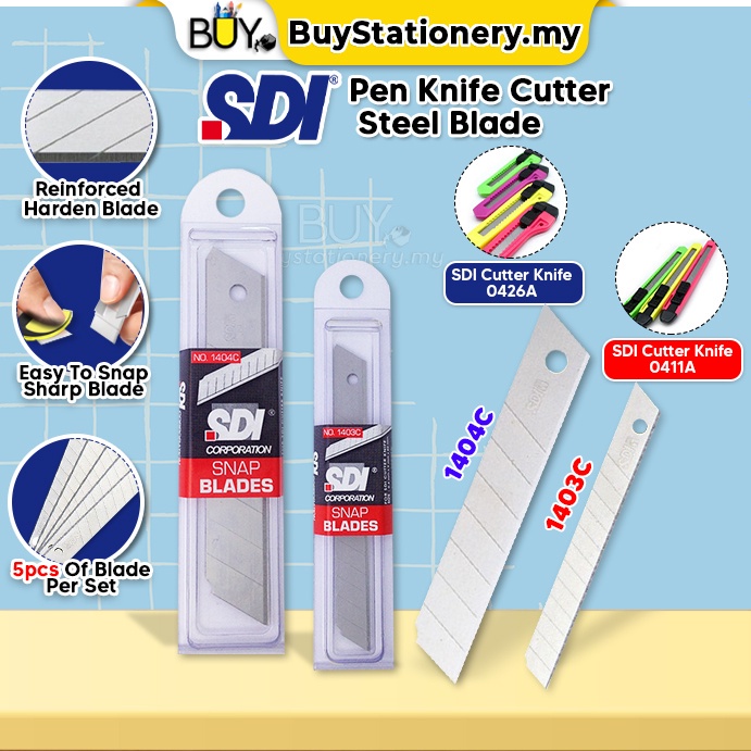 SDI Big / Small Snap Blades Cutter Blade Refill Mata Pisau 1403C / 1404C - (5s/TUBE) SDI Cutter ...