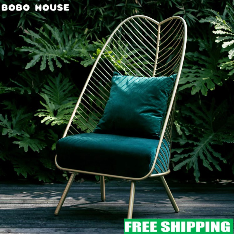 Nordic Iron Sofa Lazy Chair Three-Piece Small Sofa Bedroom Balcony ...