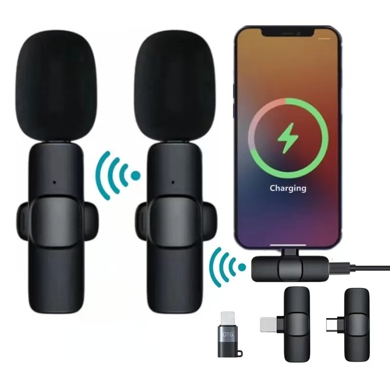 Wireless Lavalier Microphone Portable Audio Video Recording Mini Mic ...