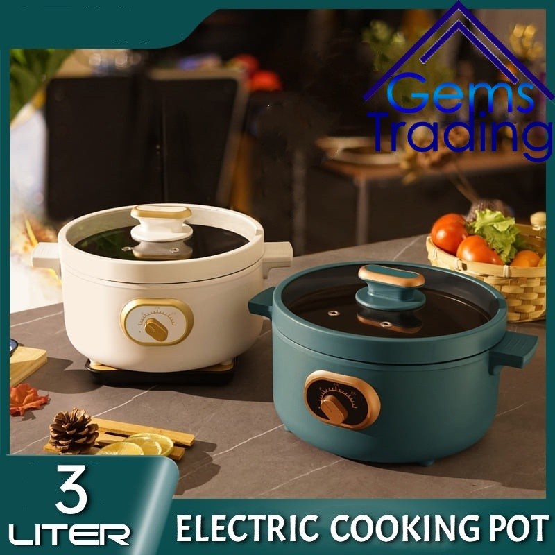 3 Liter Electric Cooking Pot Portable Rice Cooker Multifunction Non Stick Porridge Frying Pan ...