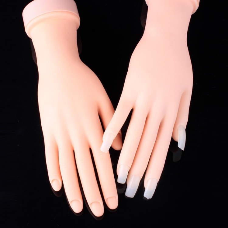 Flexible Nail Practice Soft Hand Model Movable Silicone Prosthetic Fake ...