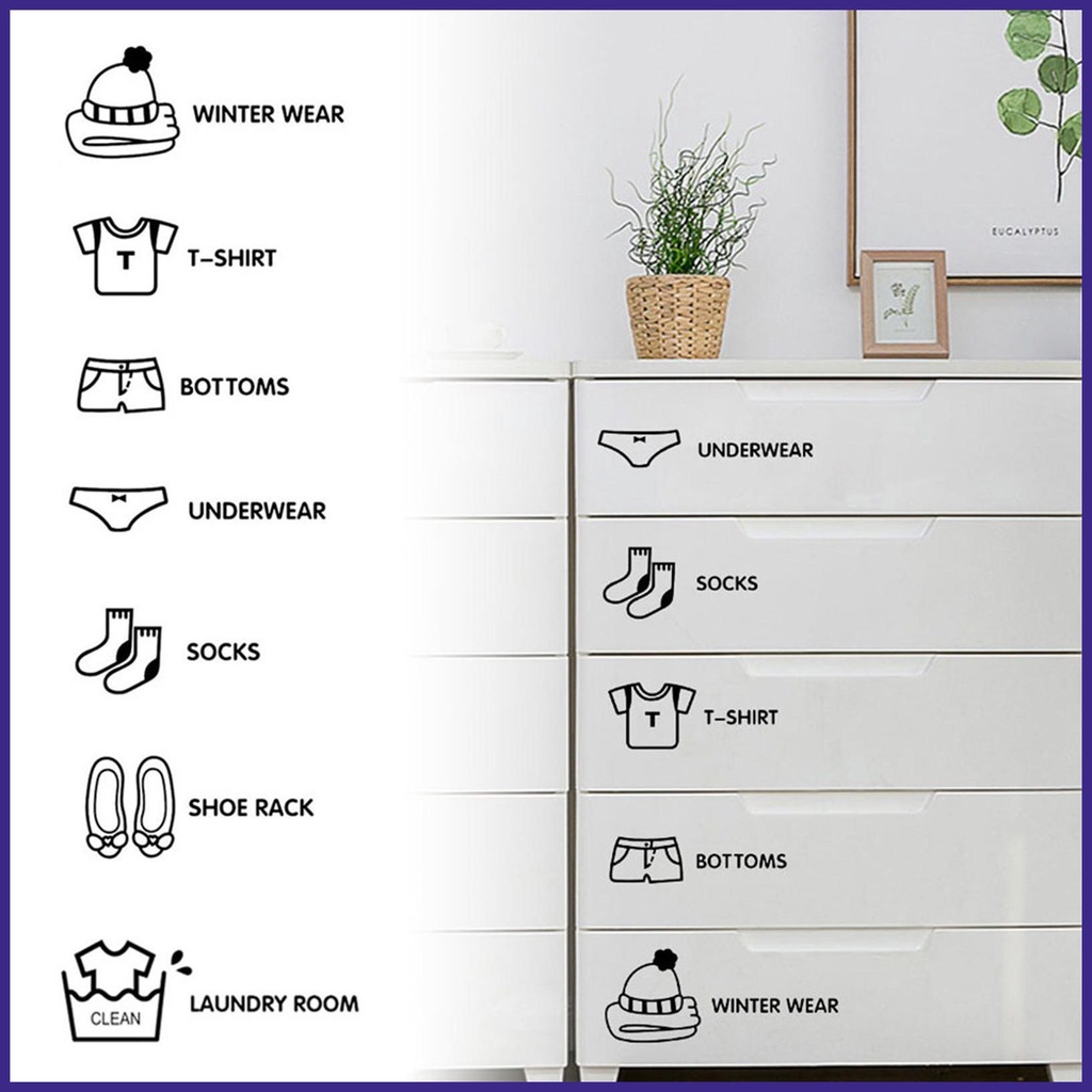 Wardrobe Classification Decals Wardrobe Stickers Dresser Decals for ...