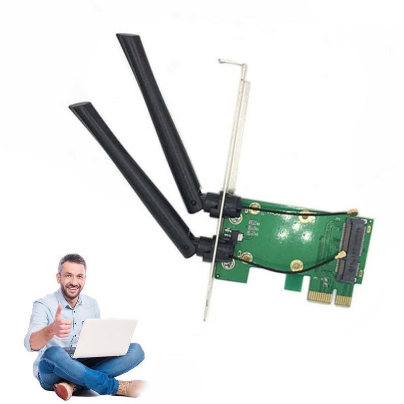 Wireless Wifi network card Mini PCIE to PCI-E 1X desktop + antennas ...