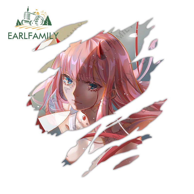EARLFAMILY 13cm X 8.4cm Zero Two Tear Car Sticker Anime Creative Decal ...