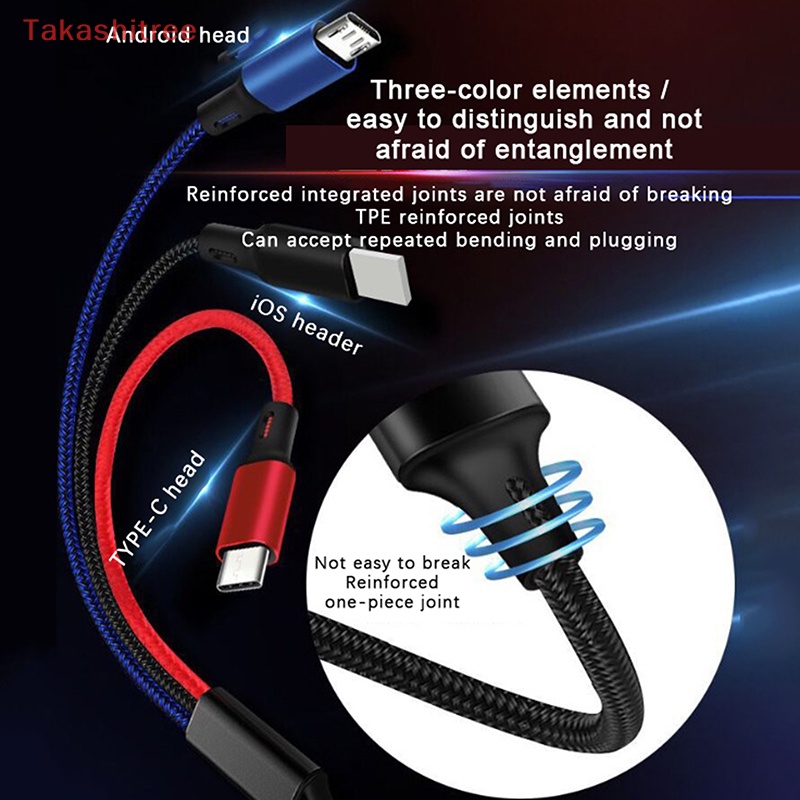 (Takashitree) 30cm 3 In 1 USB Cable Short Micro USB Type C Cable For ...