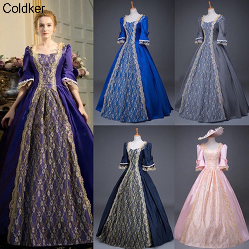 Women's Renaissance Medieval Prom Dress, Queen's Champagne Costume ...