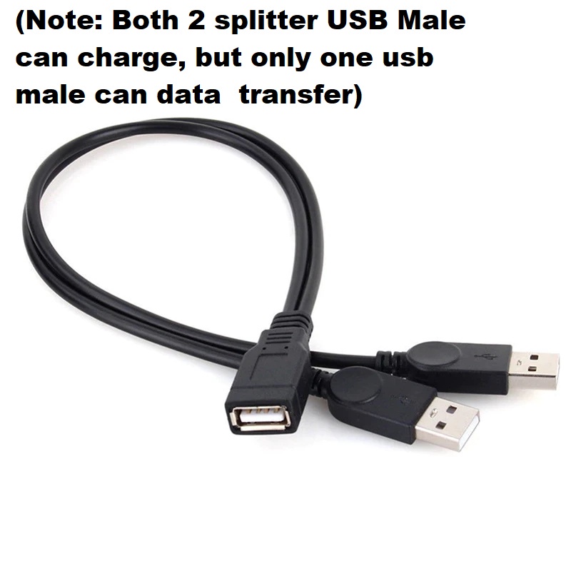 DUAL USB 2.0 male To Female Y-Splitter Data Sync Charging Extension ...