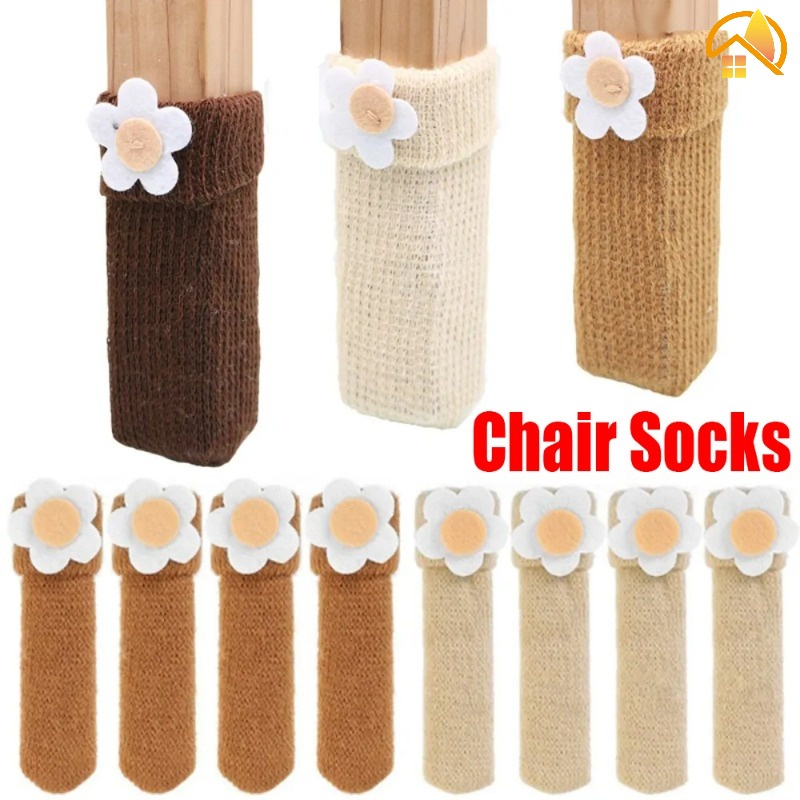 Knitted Table Chair Foot Socks with Flower Decor / Non-slip Floor ...