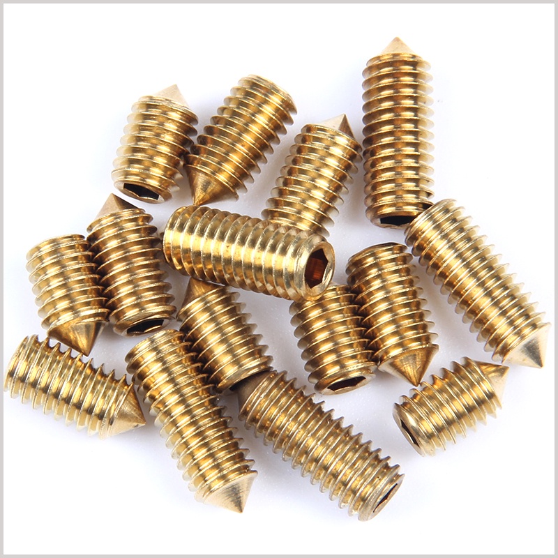 M3 M4 M5 M6 Brass Set Screw with Cone Point Headless Hex Socket Head ...