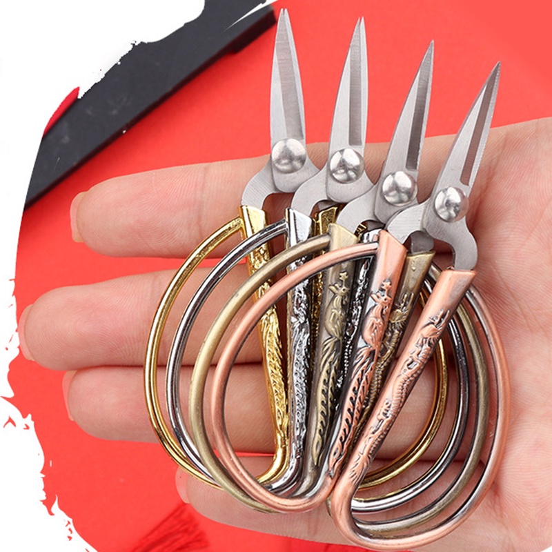 Mini Stainless Steel Dragon and Phoenix Scissors Household Alloy Gold ...