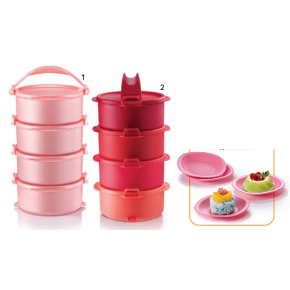 Tupperware Tup Tiffin (4) 550ml / Gourmet Dessert Plate (4) | Shopee ...