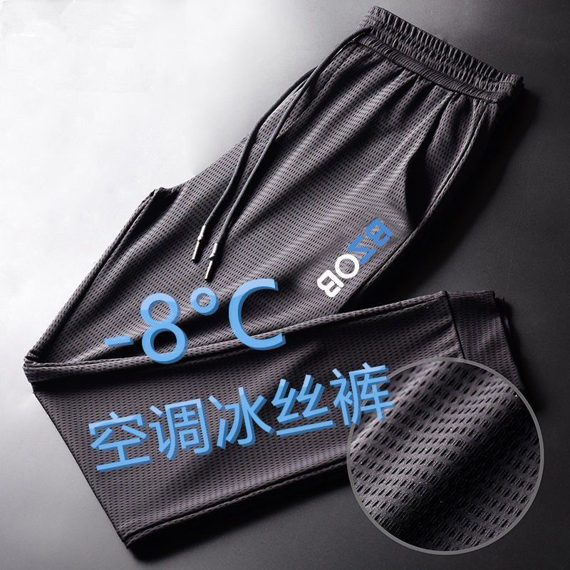 Summer Mesh Ice Silk Stretch Pants Men's Casual Thin Style Sports Pants ...