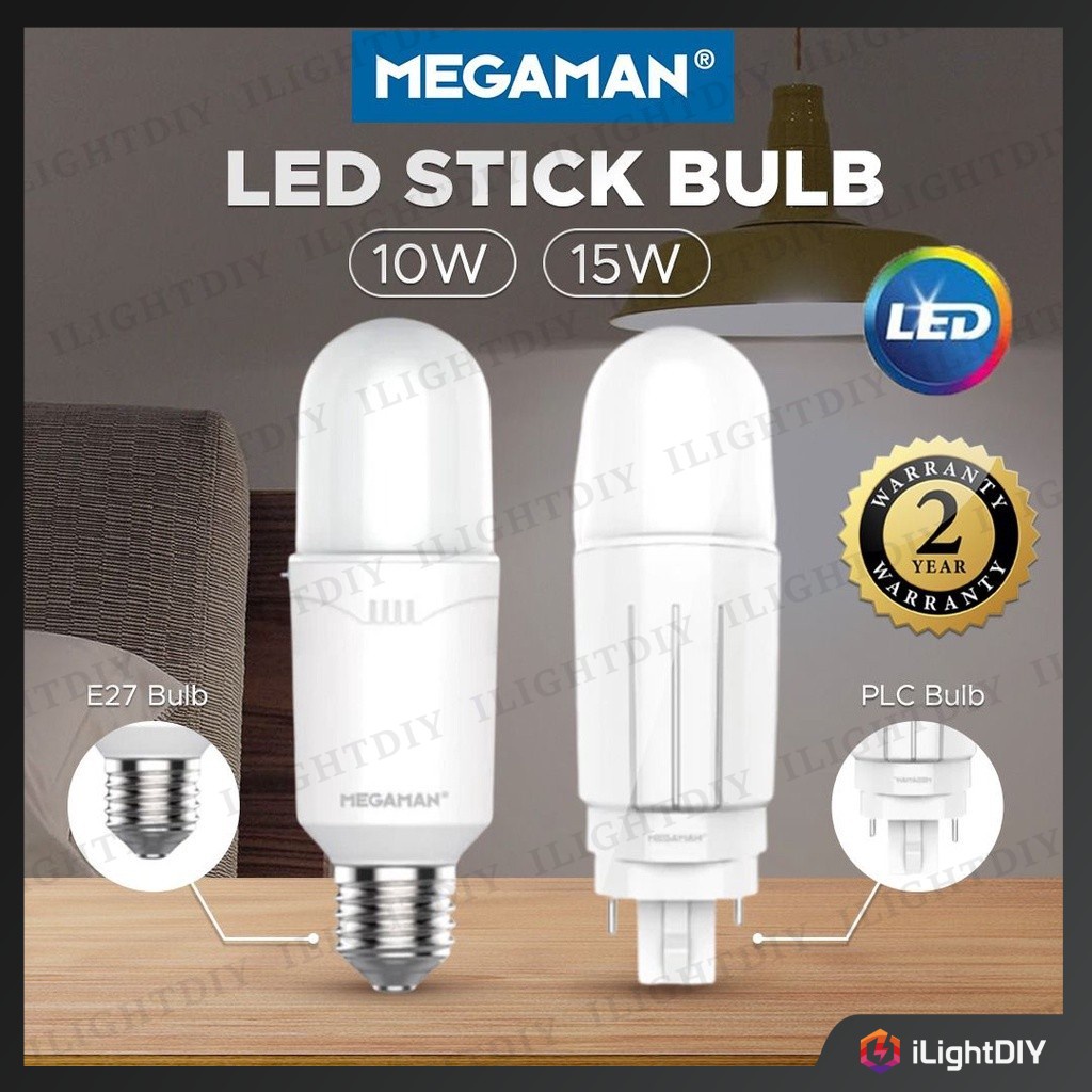 MEGAMAN 10W/15W E27/PLC(G24D-2PIN) LED STICK BULB | Shopee Malaysia