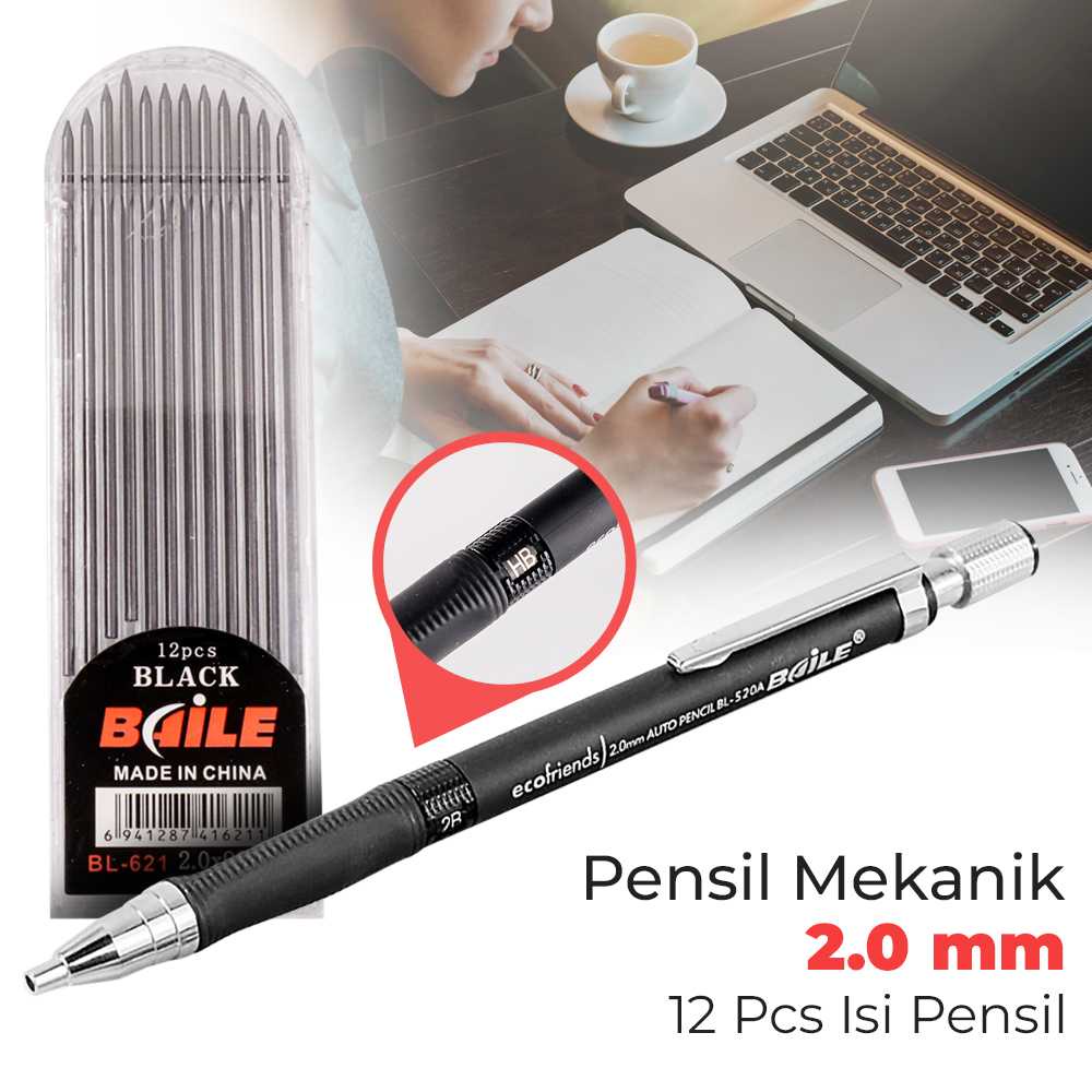 Baile Mechanical Pencil Mechanical Pencil 2B 2mm 12fill - BL-621 -RRT | Shopee Malaysia
