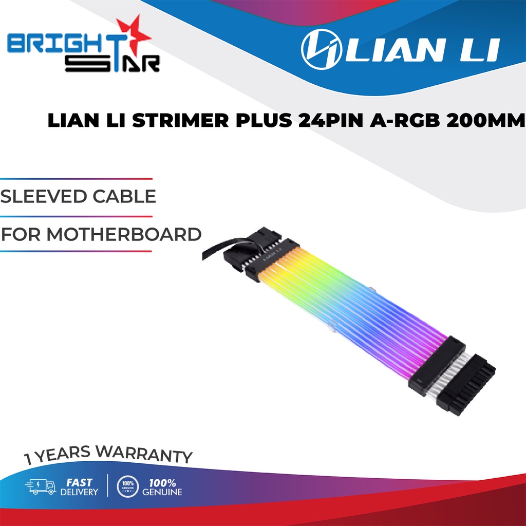 LIAN LI Strimer Plus 24PIN A-RGB 200mm Motherboard Sleeved Cable ...