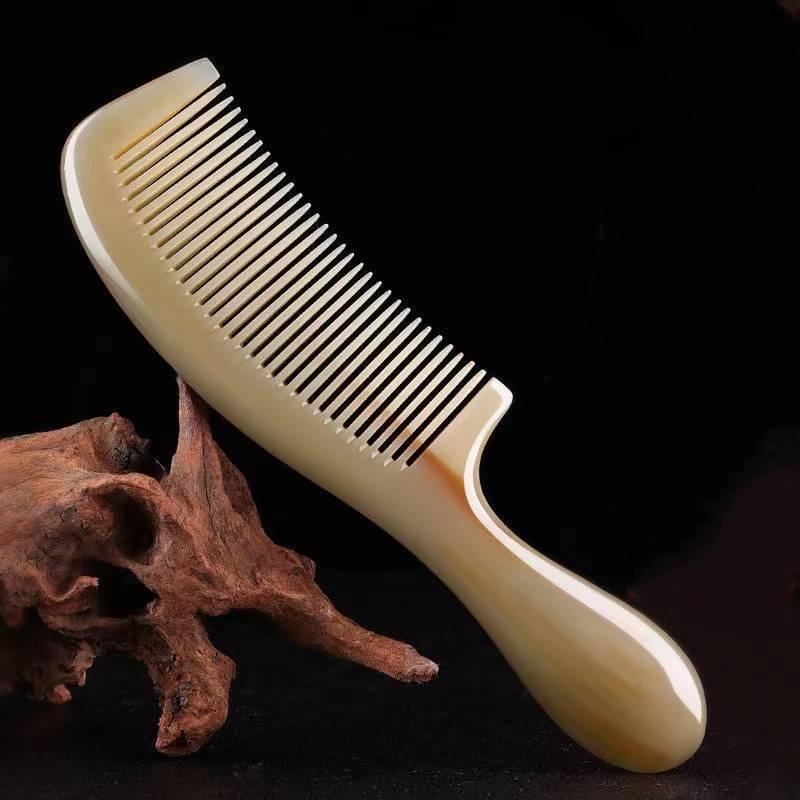 Natural Ox Horn Comb Anti-Static Fine Tooth Hair Styling Detangling ...