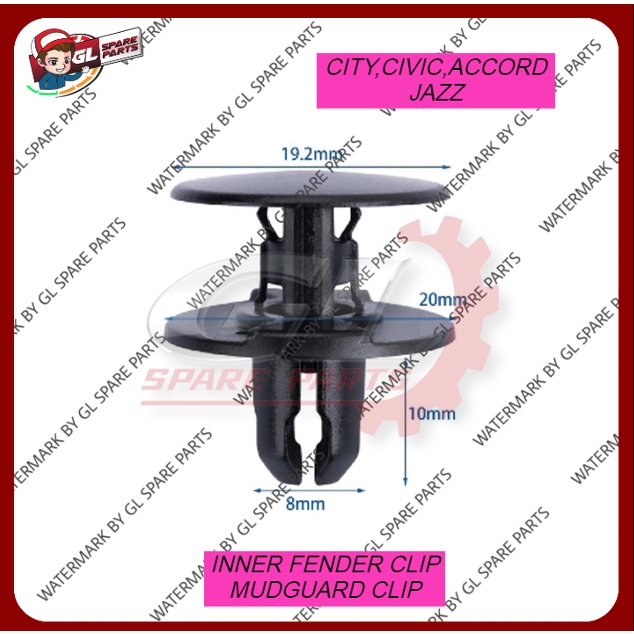 INNER FENDER CLIP & MUDGUARD CLIP HONDA CIVIC CITY ACCORD JAZZ @1PC ...