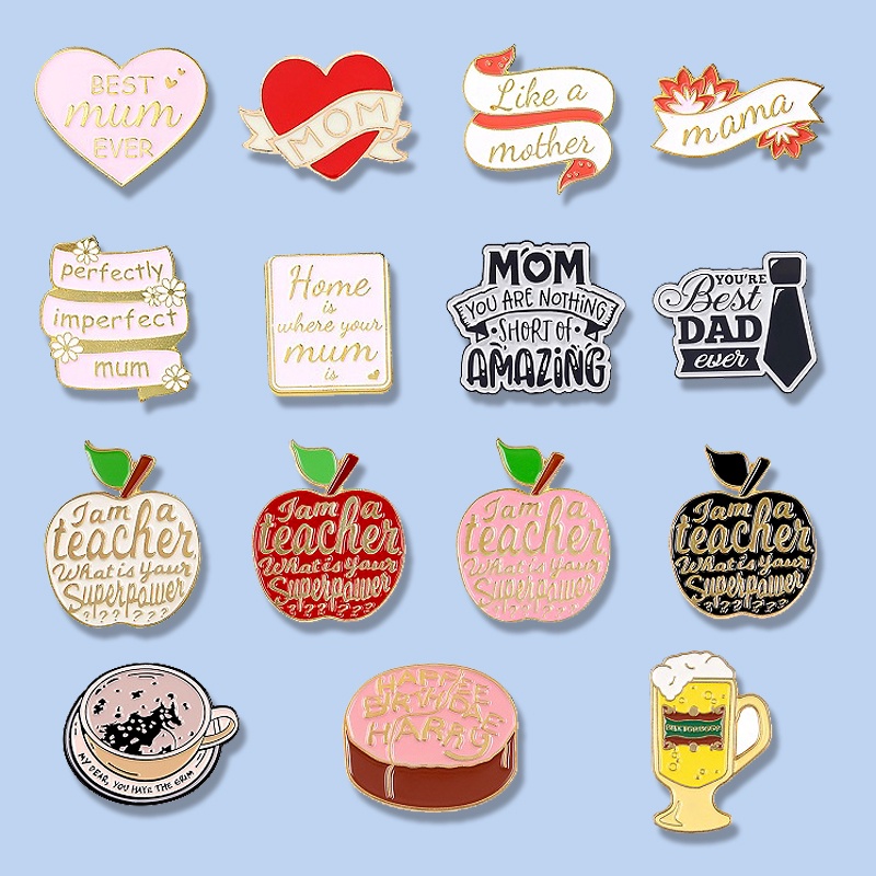 Festive Text Lapel Brooch Teacher's Day Mother's Day Father's Day ...
