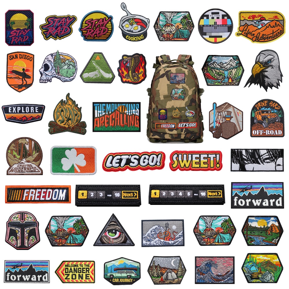 New Design Hexagonal High-Quality 3D Embroidered Velcro Patch Camping ...