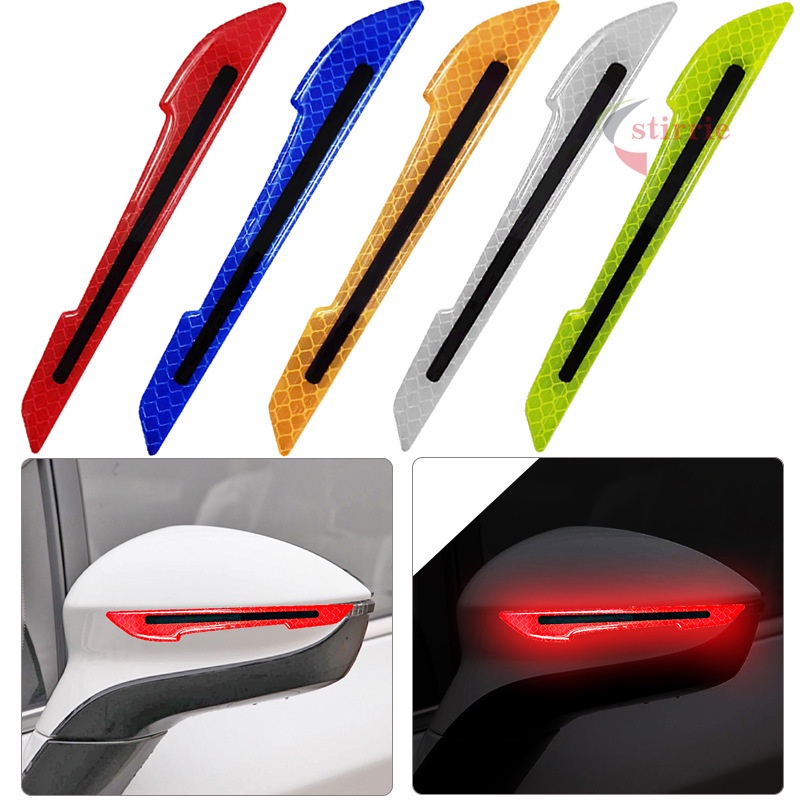 2Pcs Night Warning Safety Reflective Sticker Rearview Mirror Luminous ...