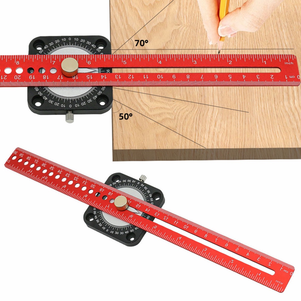 Woodworking Scriber Compass Angle Scoring Ruler Adjustable T-type Ruler ...