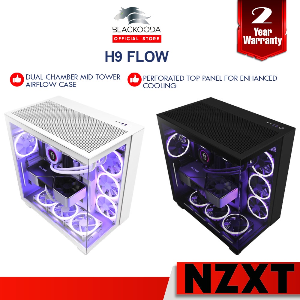 NZXT H9 Flow - Dual-Chamber Mid-Tower Airflow T.G Case [MATTE BLACK ...